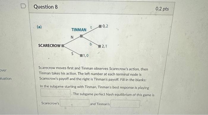 Solved Scarecrow moves first and Tinman observes Scarecrow's | Chegg.com