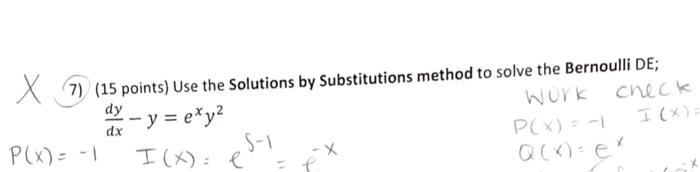 Solved 7) (15 points) Use the Solutions by Substitutions | Chegg.com