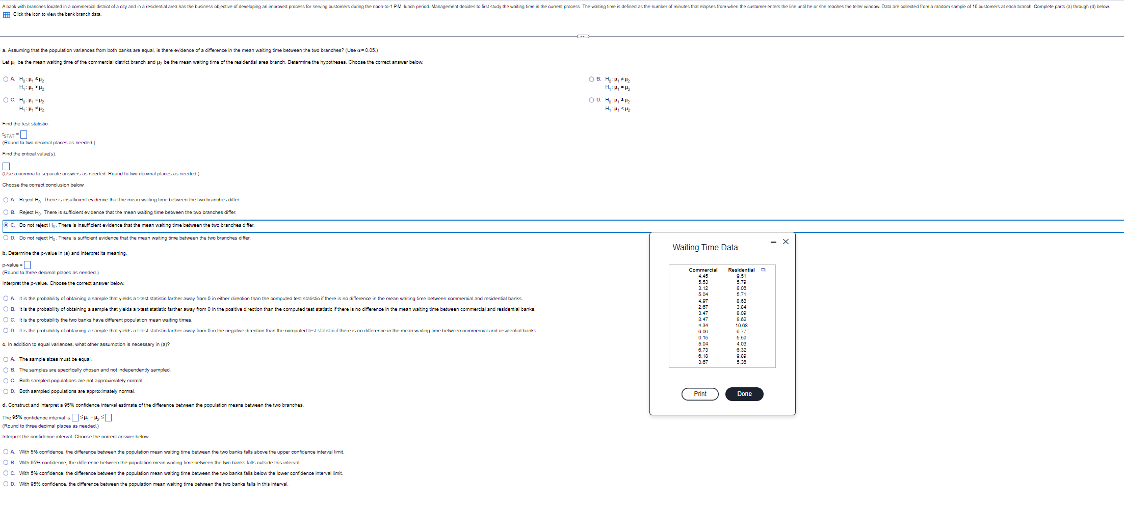 Solved 囲 Click the icon to view the bank branch data. a. | Chegg.com