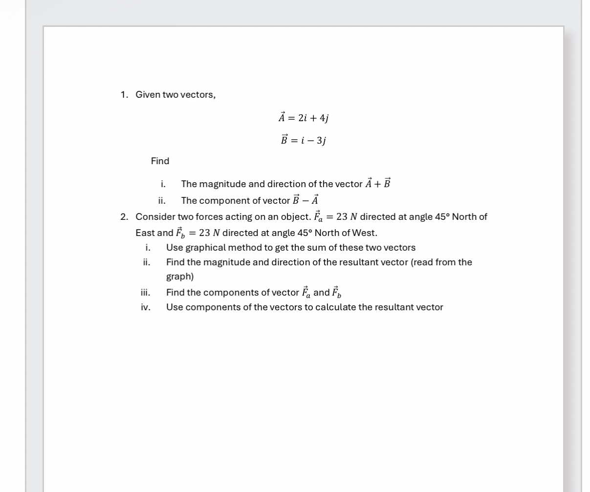 Given two vectors,vec(A)=2i+4jvec(B)=i-3jFindi. ﻿The | Chegg.com