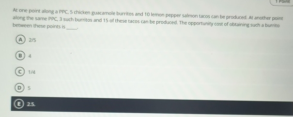 Solved 1 ﻿PointAt one point along a PPC, 5 ﻿chicken | Chegg.com
