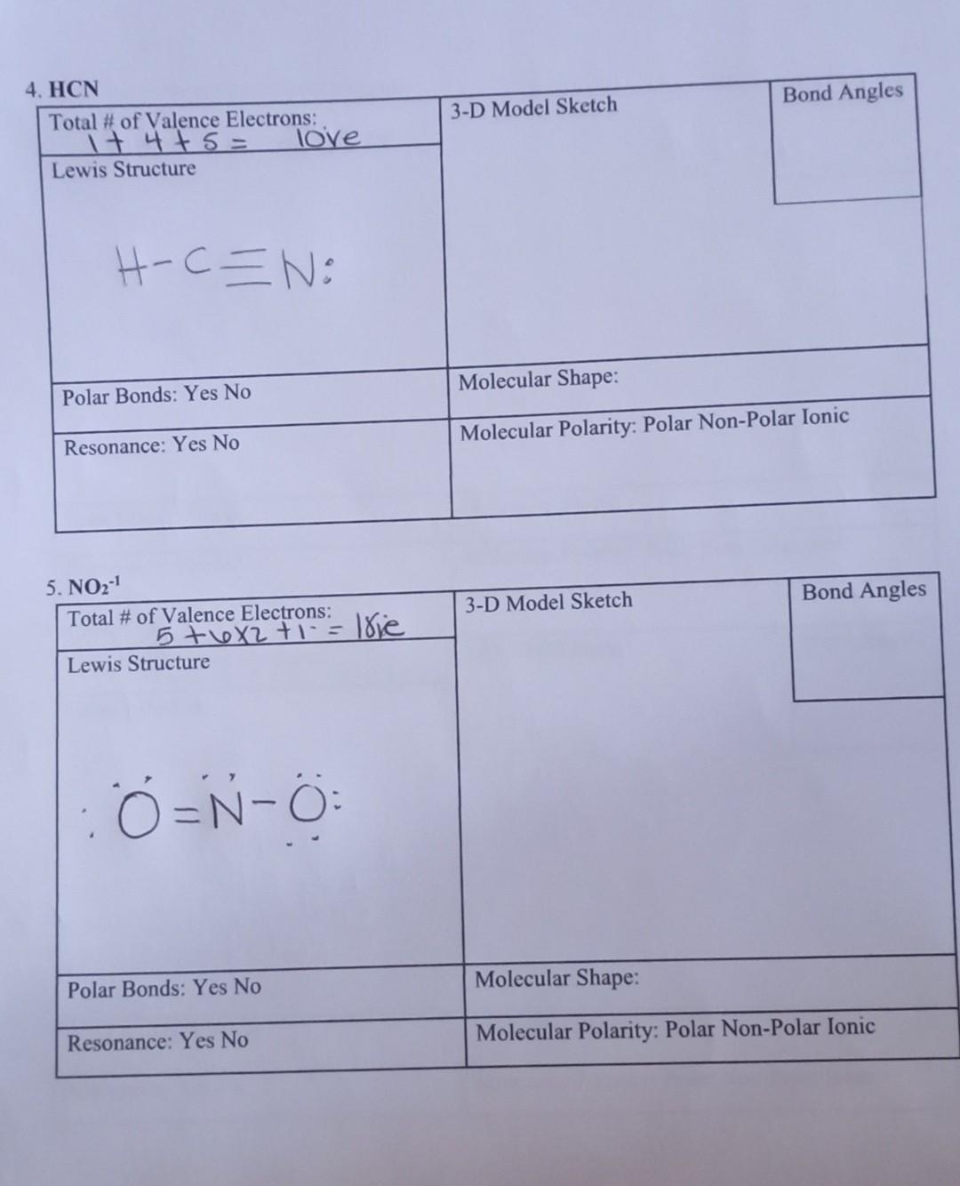 Solved 2. COCl2 3-D Model Sketch Bond Angles Total # of | Chegg.com