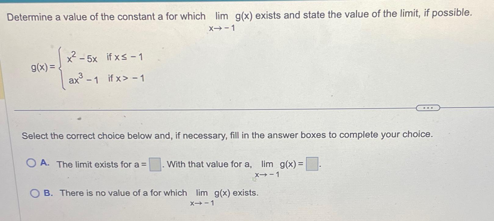 Solved Determine a value of the constant a for which | Chegg.com