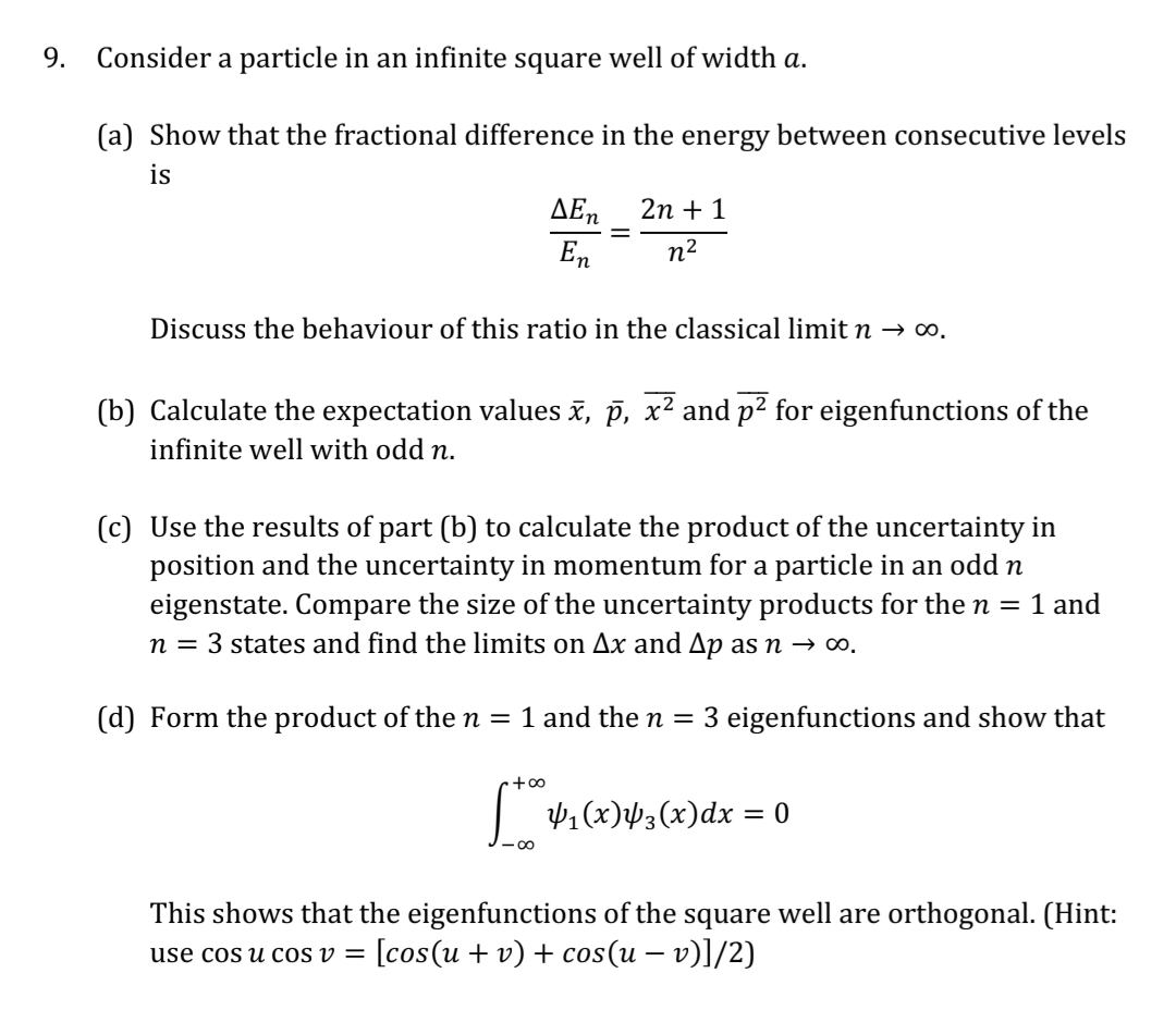 Solved Consider a particle in an infinite square well of | Chegg.com