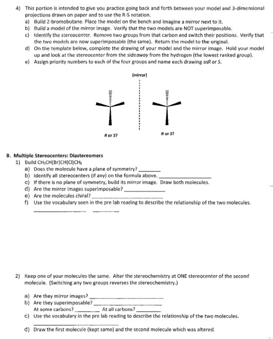 Solved A. Recognizing, Drawing, and Labeling Stereocenters | Chegg.com