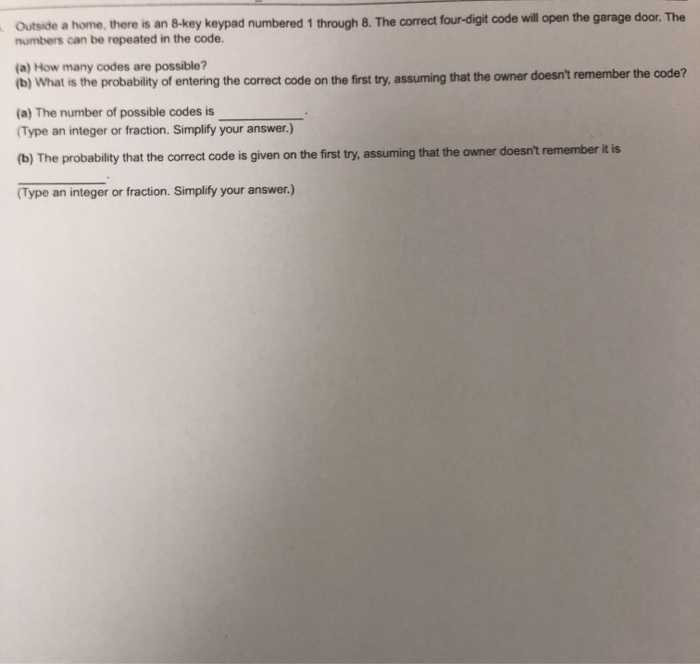 Solved Outside a home, there is an 8-key keypad numbered 1 | Chegg.com