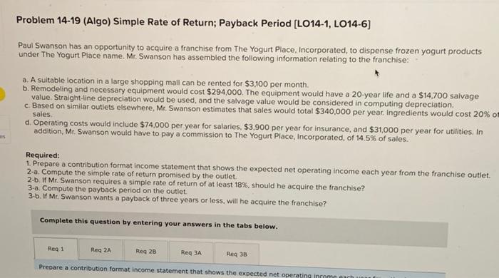 Solved Compute the simple rate of return promised by the | Chegg.com