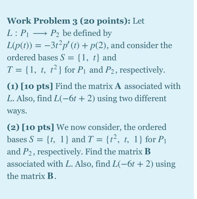 Solved For the following problems, you need to provide a | Chegg.com