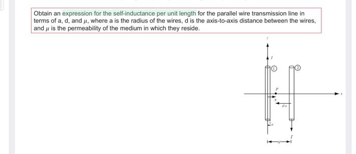 Solved Obtain an expression for the self-inductance per unit | Chegg.com