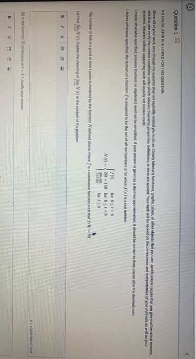 Question 1 A NO CALCULATOR IS ALLOWED FOR THE | Chegg.com
