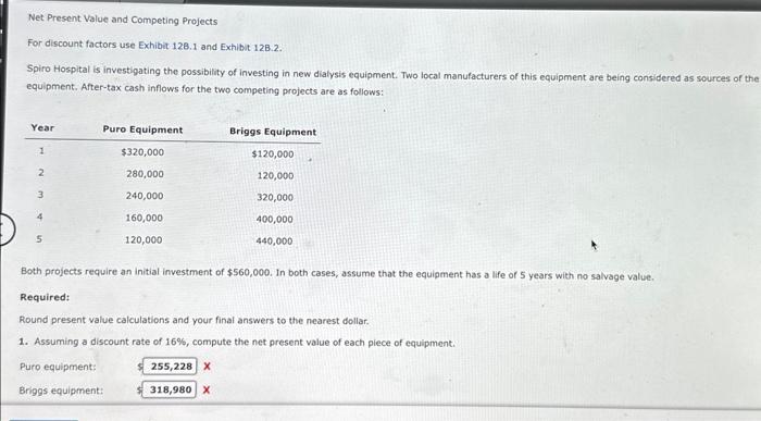 Solved Net Present Value and Competing Projects For discount | Chegg.com
