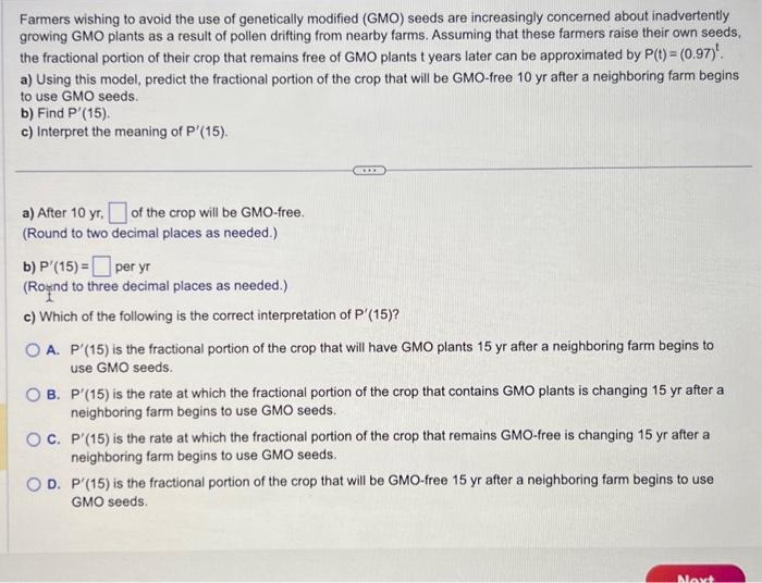 Solved Farmers wishing to avoid the use of genetically | Chegg.com