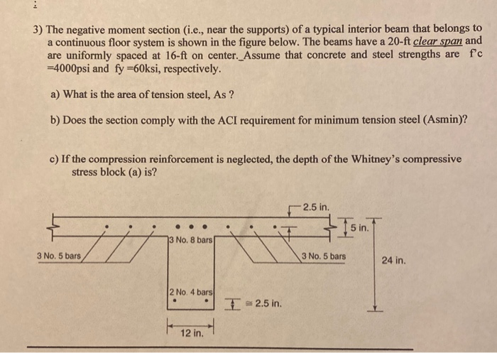Solved 3) The negative moment section (i.e., near the | Chegg.com