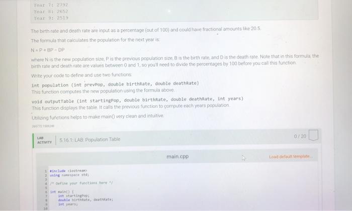 Solved 5.16 LAB: Population Table Write a program that first | Chegg.com