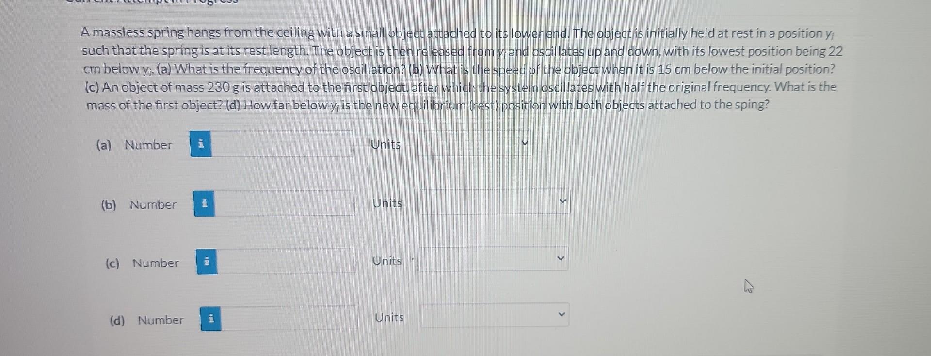 Solved A massless spring hangs from the ceiling with a small | Chegg.com
