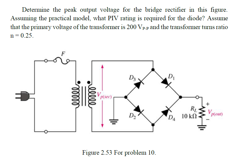 Solved Determine the peak output voltage for the bridge | Chegg.com