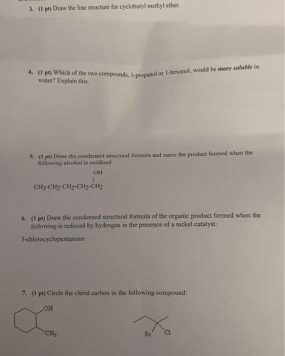 Solved 3. (1pt) Draw the line structure for cyclobutyl | Chegg.com