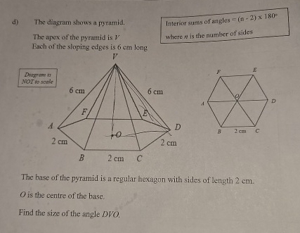 Solved d) ﻿The diagram shows a pyramid.The apex of the | Chegg.com