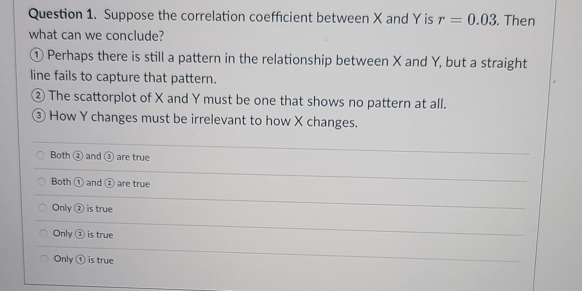Solved Question 1. Suppose the correlation coefficient | Chegg.com