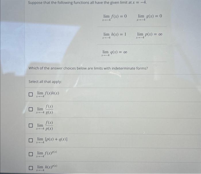 Solved Suppose that the following functions all have the | Chegg.com