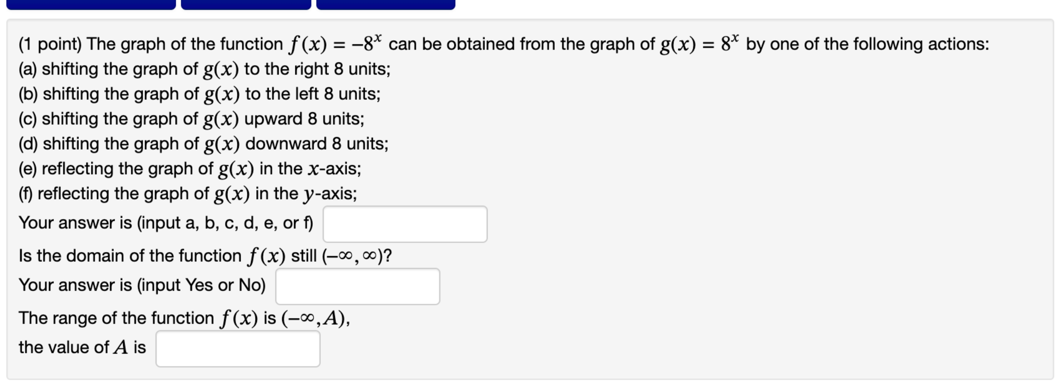 Solved (1 ﻿point) ﻿Let f(x)=7x-6 ﻿and g(x)=7x. ﻿Consider the | Chegg.com