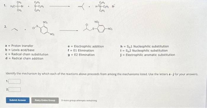 Solved 1. Br 2. a= Proton transfer b= Lewis acid/base c= | Chegg.com