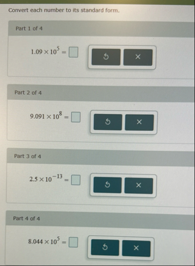 Solved Convert each number to its standard form.Part 1 ﻿of | Chegg.com
