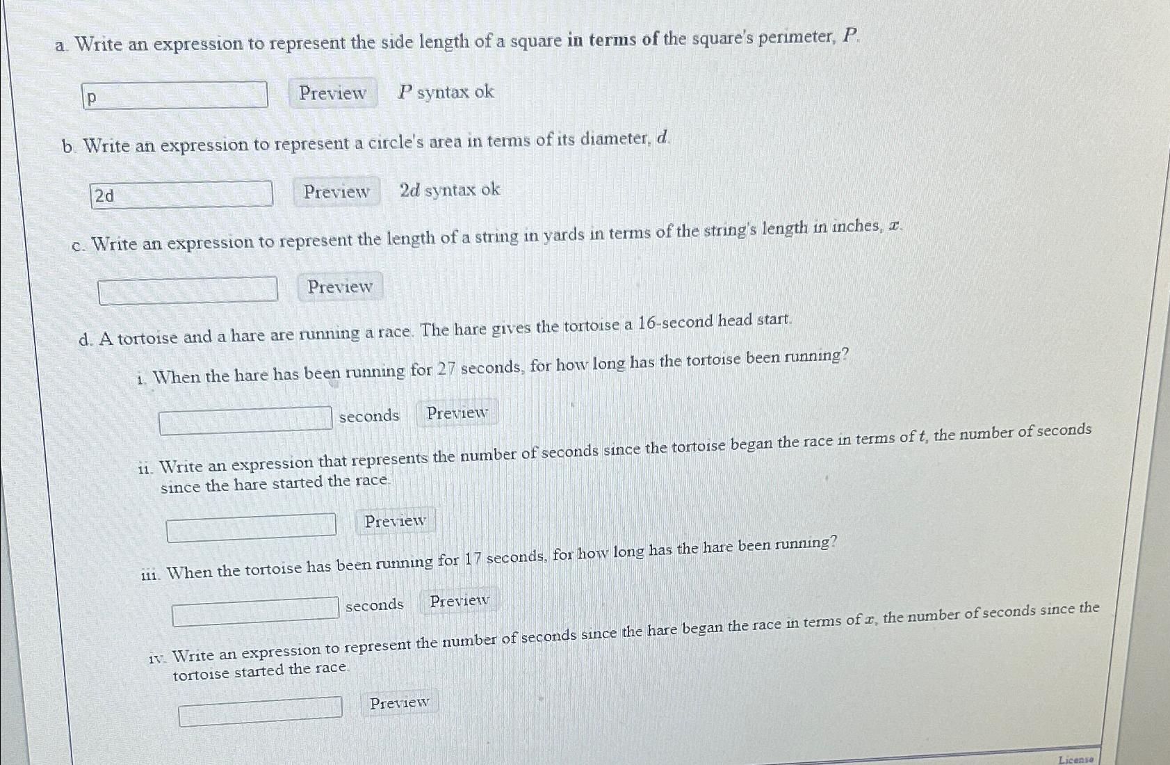 Solved a. ﻿Write an expression to represent the side length | Chegg.com