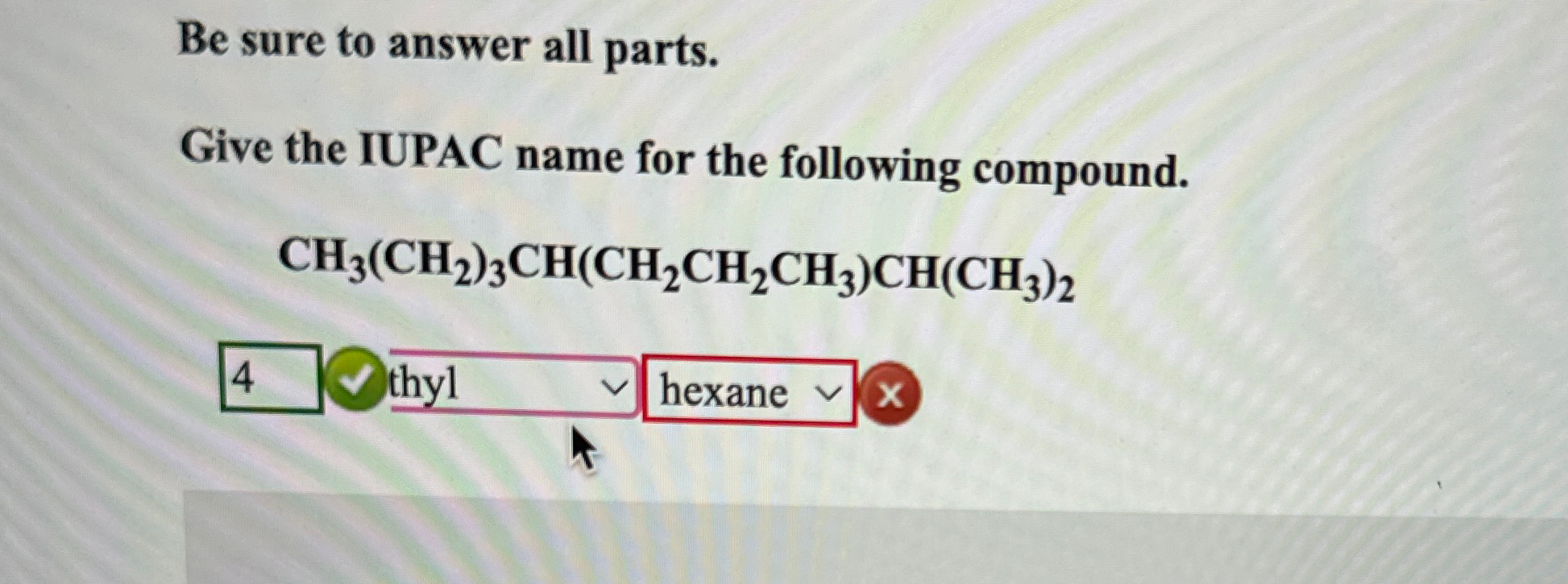 Solved Be sure to answer all parts.Give the IUPAC name for | Chegg.com