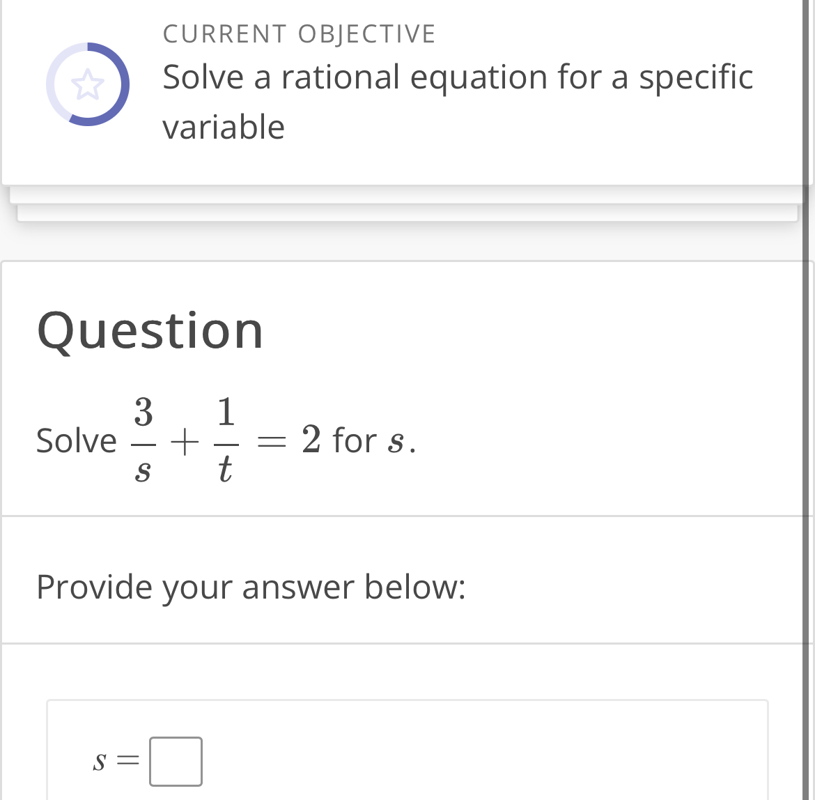 Solved CURRENT OBJECTIVESolve a rational equation for a | Chegg.com