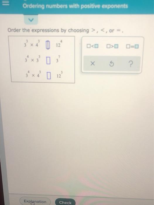 Solved = Ordering numbers with positive exponents Order the | Chegg.com
