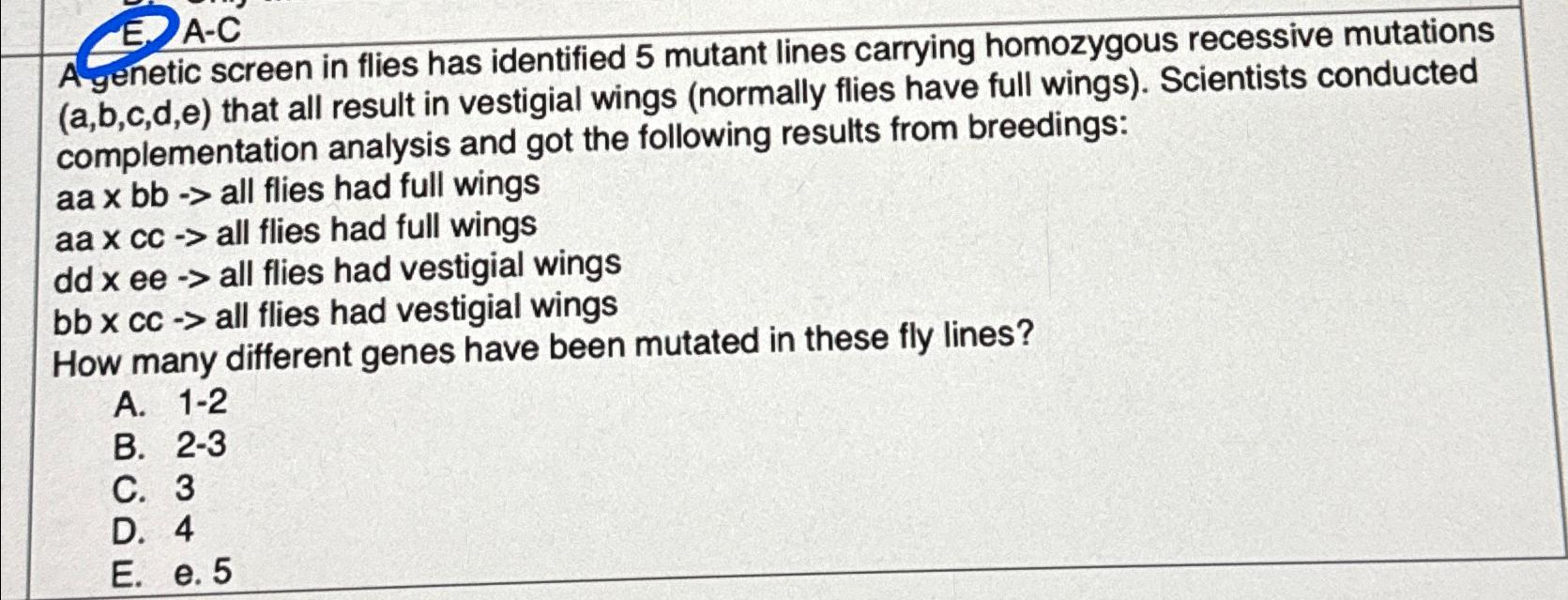 Solved A genetic screen in flies has identified 5 ﻿mutant | Chegg.com