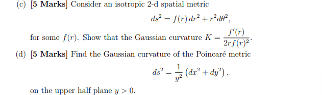 Solved (c) [5 ﻿Marks] ﻿Consider an isotropic 2-d spatial | Chegg.com