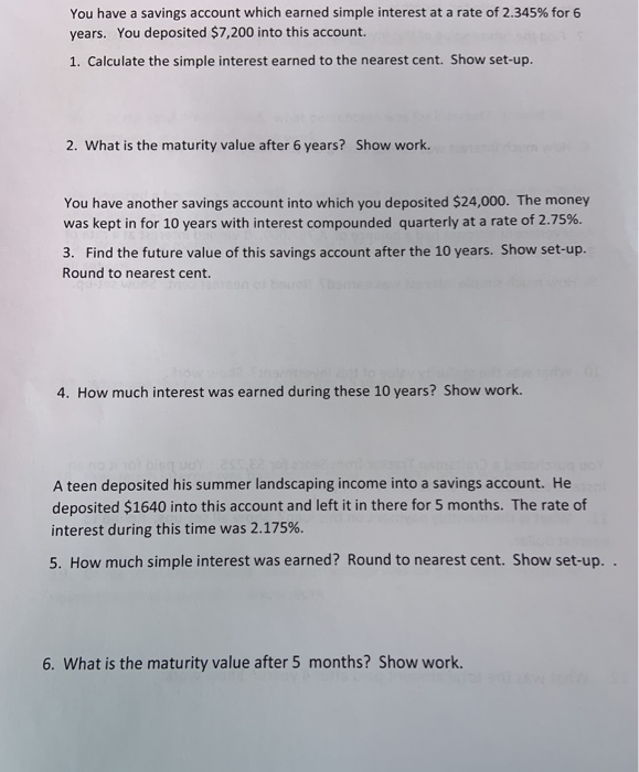 Solved You have a savings account which earned simple | Chegg.com