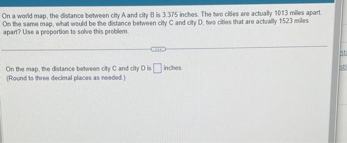 Solved On a world map, the distance between city A and city | Chegg.com