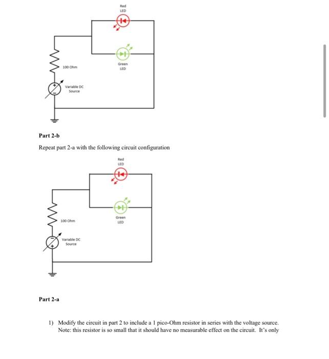 Solved Part 1-b Repeat part 1-a using a red LED and label | Chegg.com