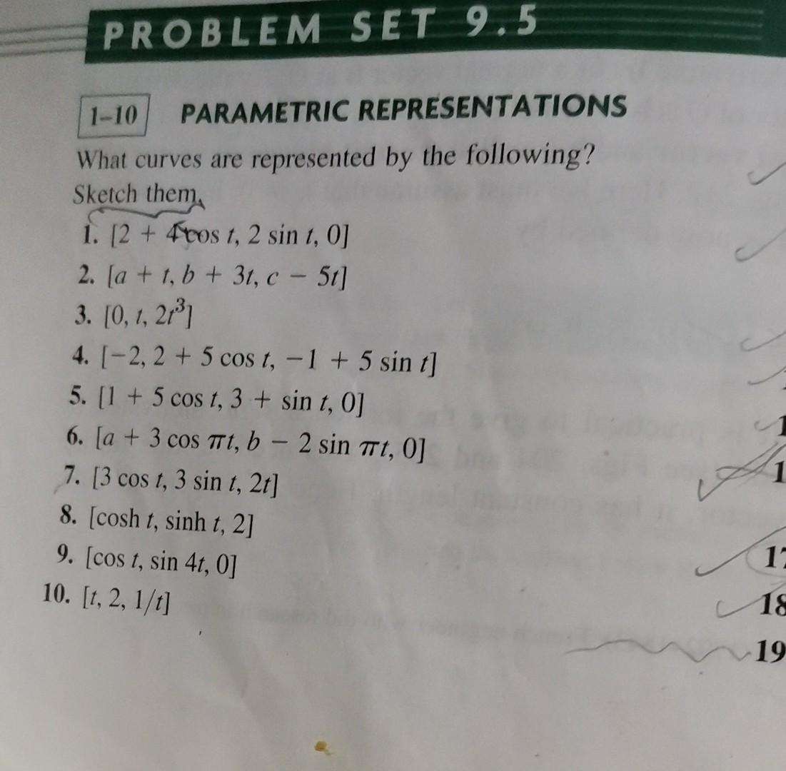 Solved 2. [a+t,b+3t,c−5t] 3. [0,t,2t3]1-10 PARAMETRIC | Chegg.com