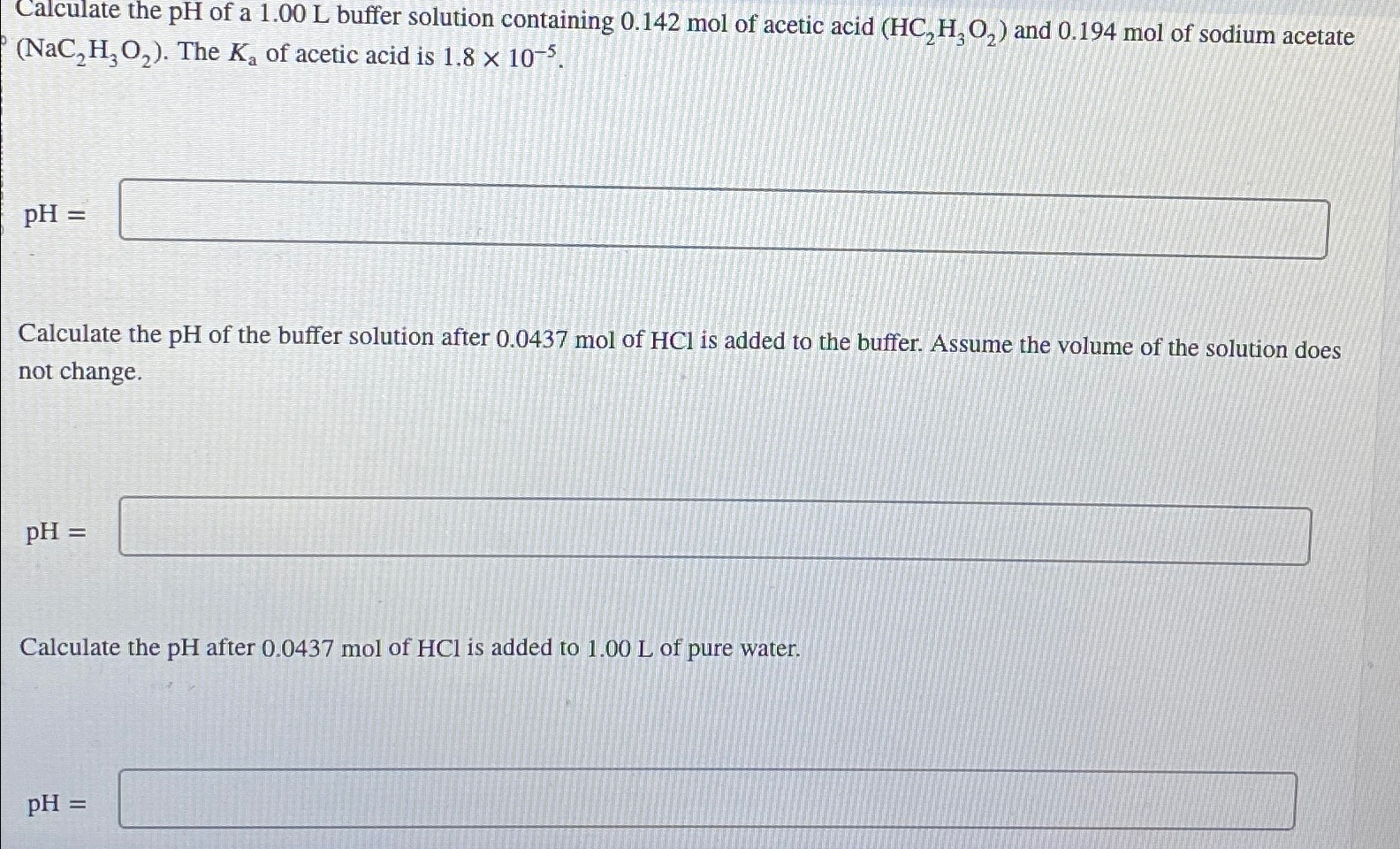Solved Calculate the pH ﻿of a 1.00L ﻿buffer solution | Chegg.com