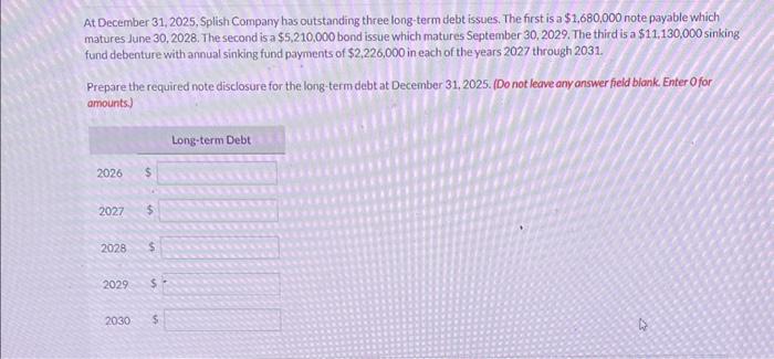 Solved At December 31, 2025, Splish Company has outstanding | Chegg.com