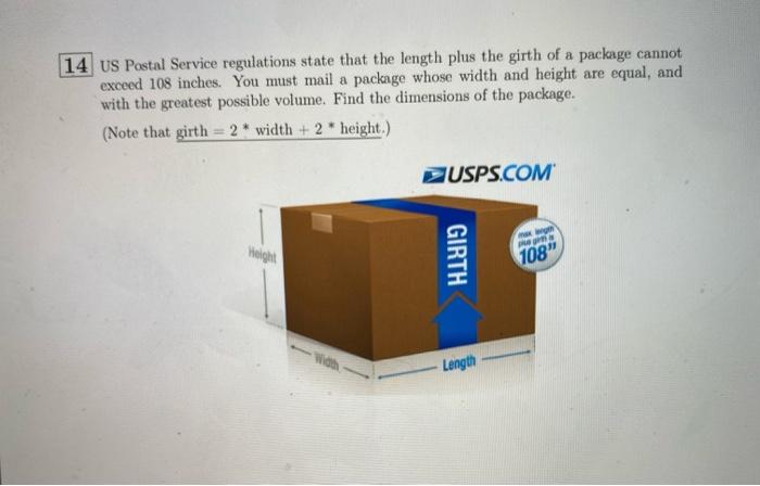Solved 14 US Postal Service regulations state that the | Chegg.com