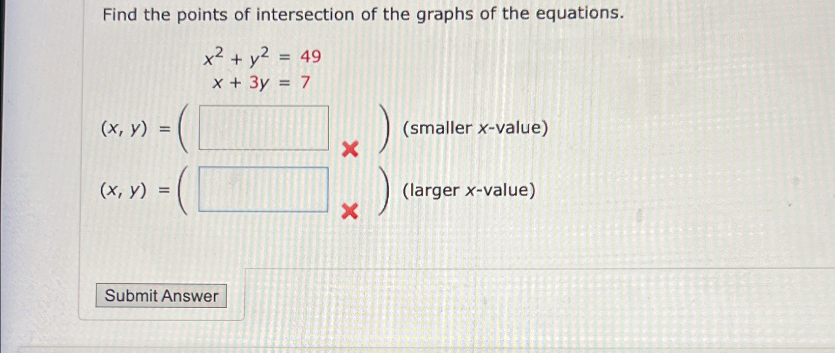 Solved Find the points of intersection of the graphs of the | Chegg.com