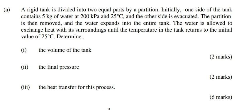 Solved (a) A rigid tank is divided into two equal parts by a | Chegg.com