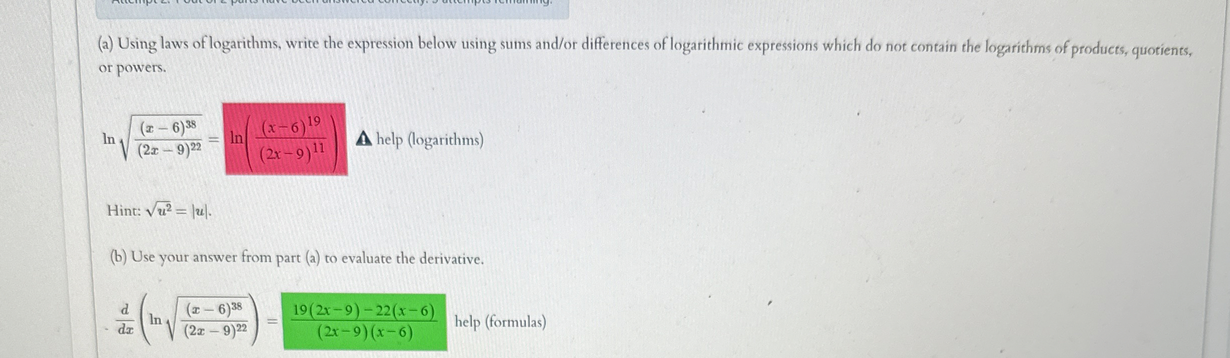 Solved (a) ﻿Using laws of logarithms, write the expression | Chegg.com