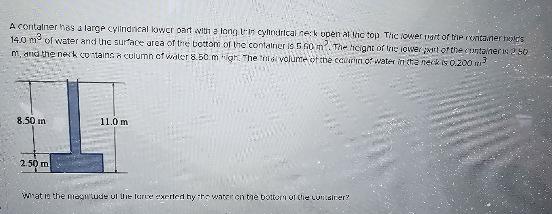 Solved A container has a large cylindrical lower part with a | Chegg.com