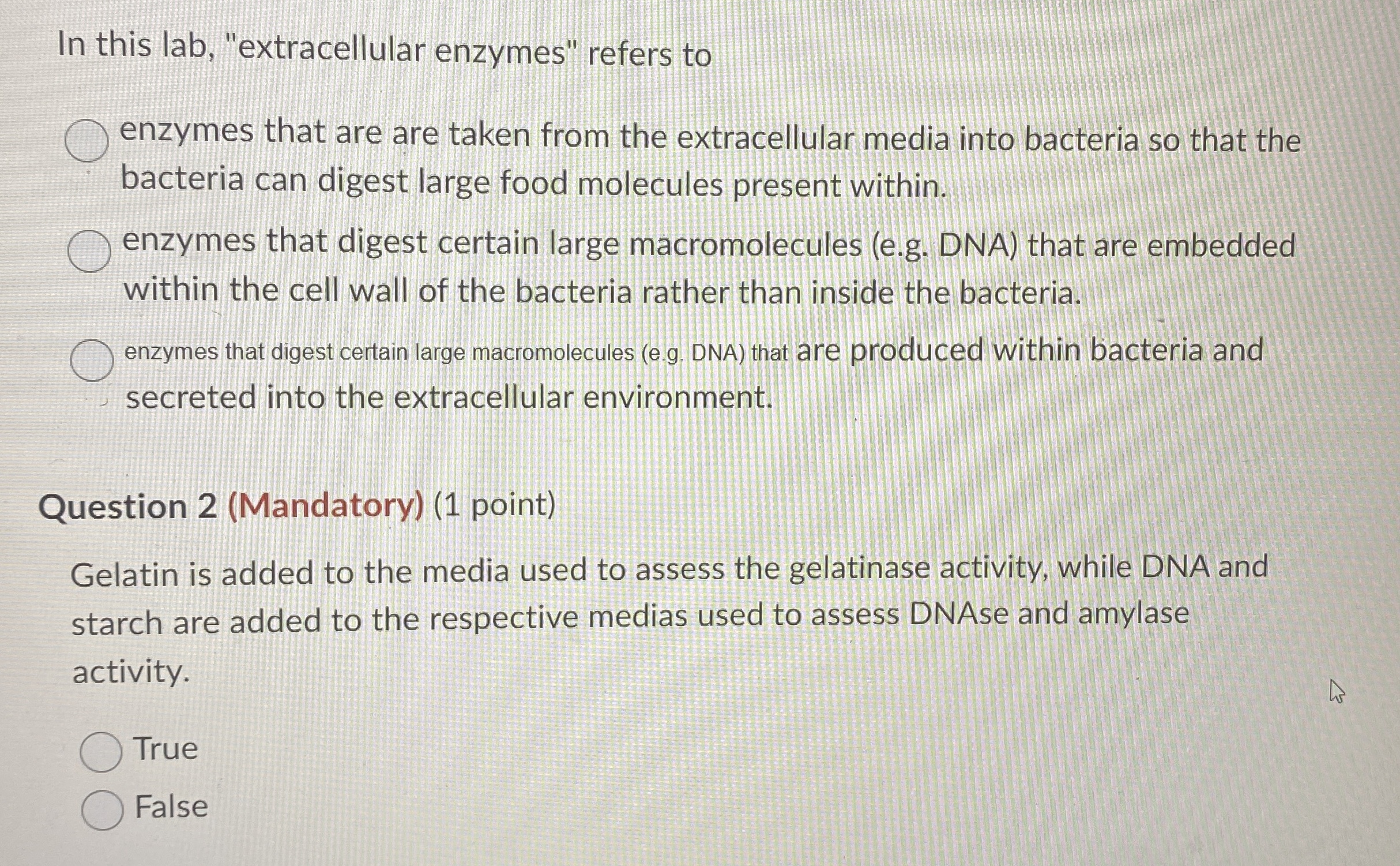 Solved In this lab, "extracellular enzymes" refers toenzymes | Chegg.com