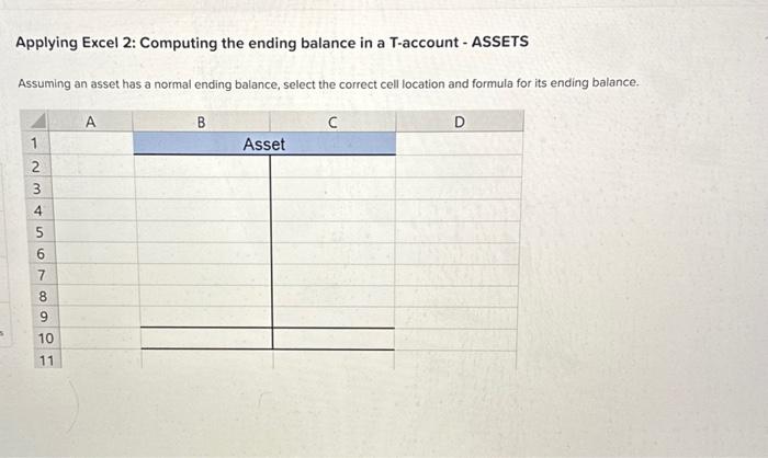 Solved Applying Excel 2: Computing the ending balance in a | Chegg.com