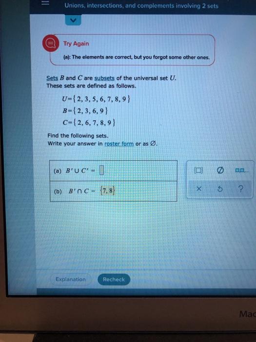 Solved = Unions, intersections, and complements involving 2 | Chegg.com