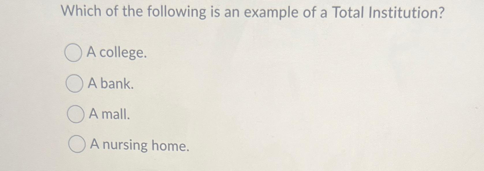 Solved Which of the following is an example of a Total | Chegg.com
