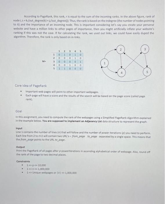 Solved Simplified PageRank Algorithm In late 90's as the | Chegg.com