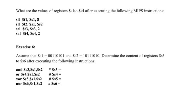 Solved What are the values of registers $s 1 to $s4 after | Chegg.com